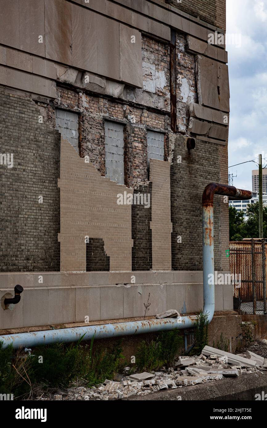 View of failing building along Chicago river Stock Photo - Alamy