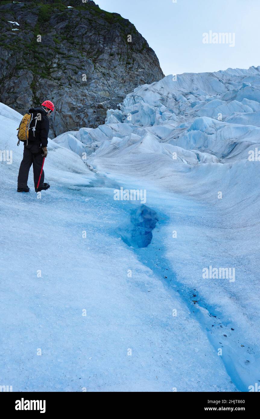 Surface of Mendenhall glacier in Juneau icefield, Alaska, USA Stock ...