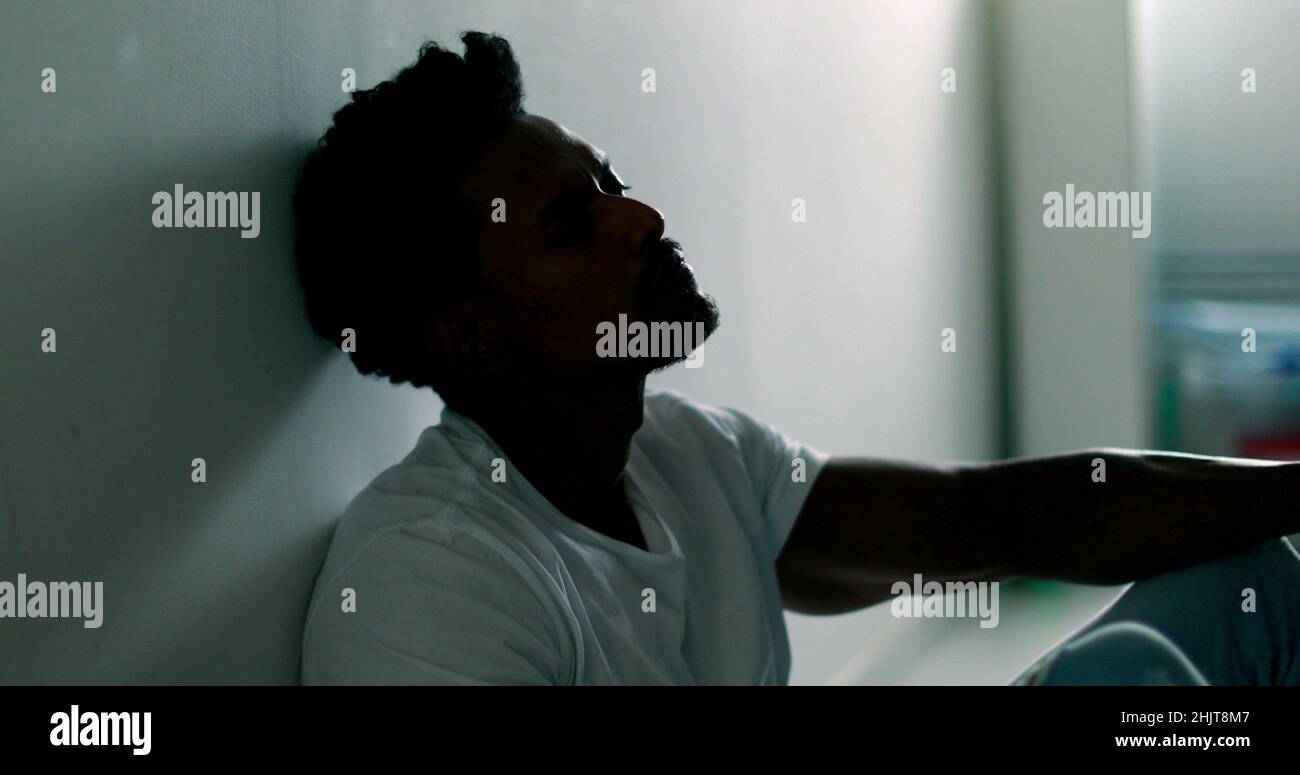 Black African american man suffering from mental illness Stock Photo ...