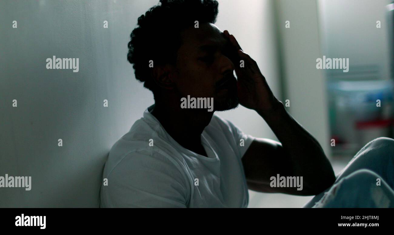 Black African american man suffering from mental illness Stock Photo ...