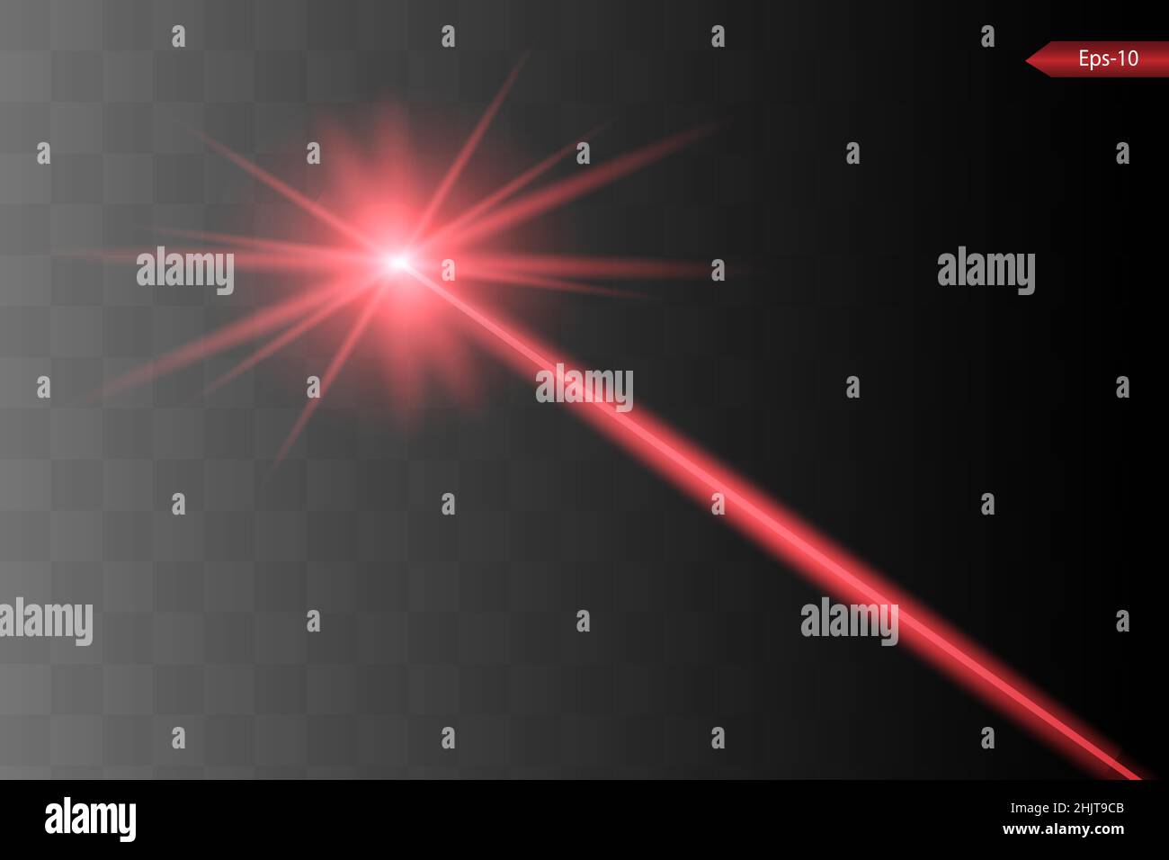 Abstract red laser beam. Transparent isolated on black background ...