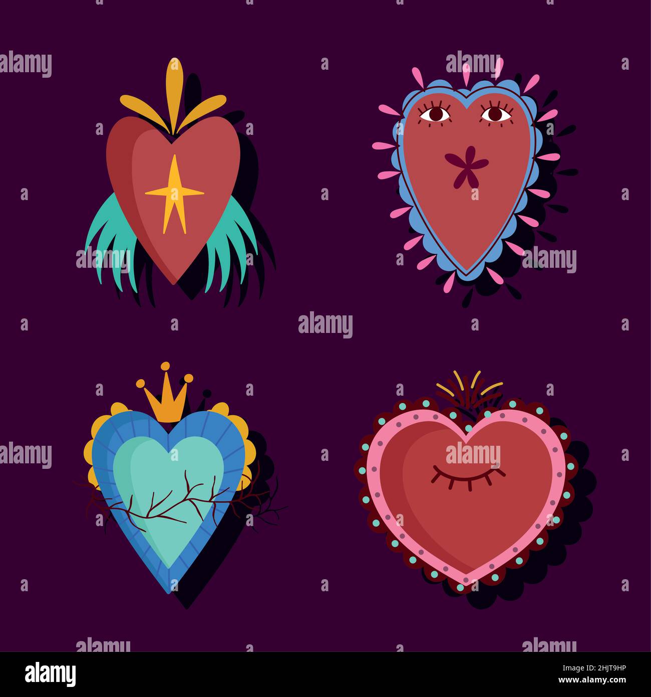 hearts cartoon icons Stock Vector Image & Art - Alamy