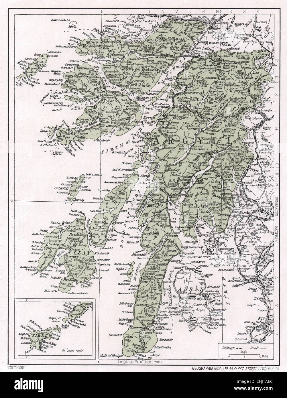 Map of Argyllshire (1913 Stock Photo - Alamy