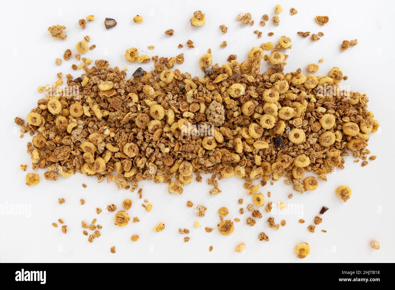 frame of homemade granola isolated on white background, concept healthy ...