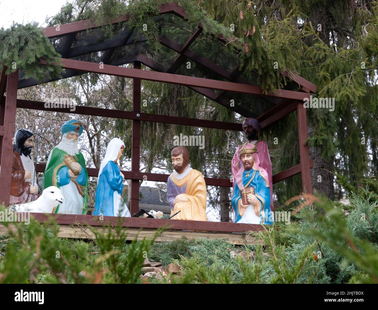 Outdoor Christmas Nativity Scene Stock Photo Alamy