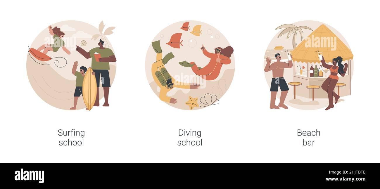 Summer vacation activity abstract concept vector illustration set ...