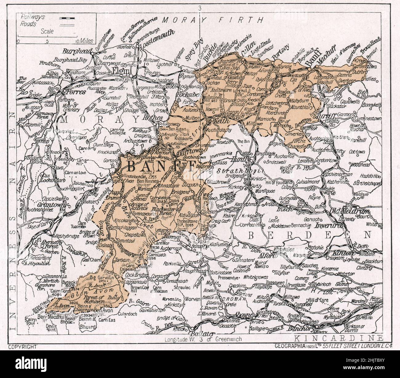 Map of Banffshire (1913 Stock Photo - Alamy