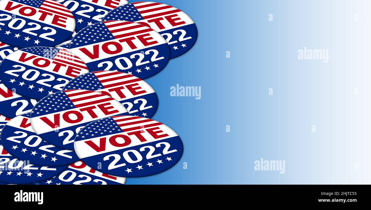 Vote 2022 campaign design buttons with a blue background - Illustration ...