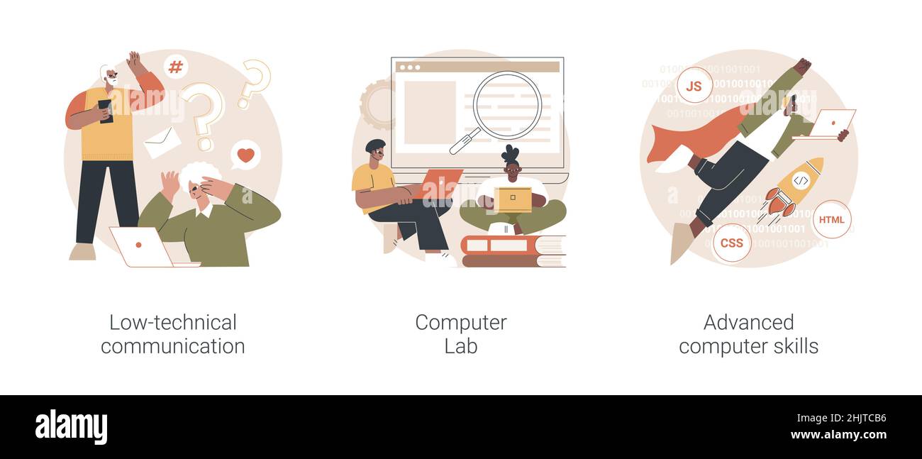 Computer skills requirement abstract concept vector illustration set ...