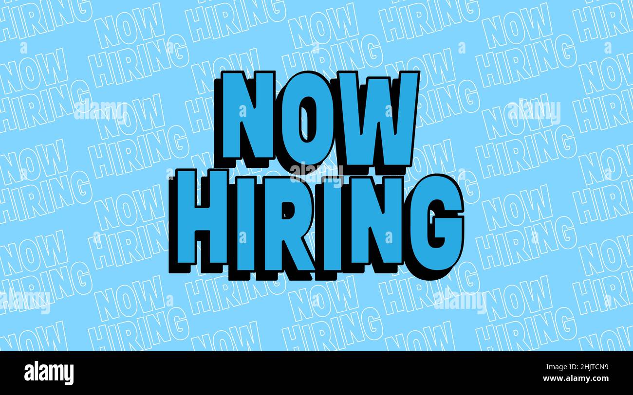 Now Hiring bold design in blue - Vector Illustration Stock Vector Image ...