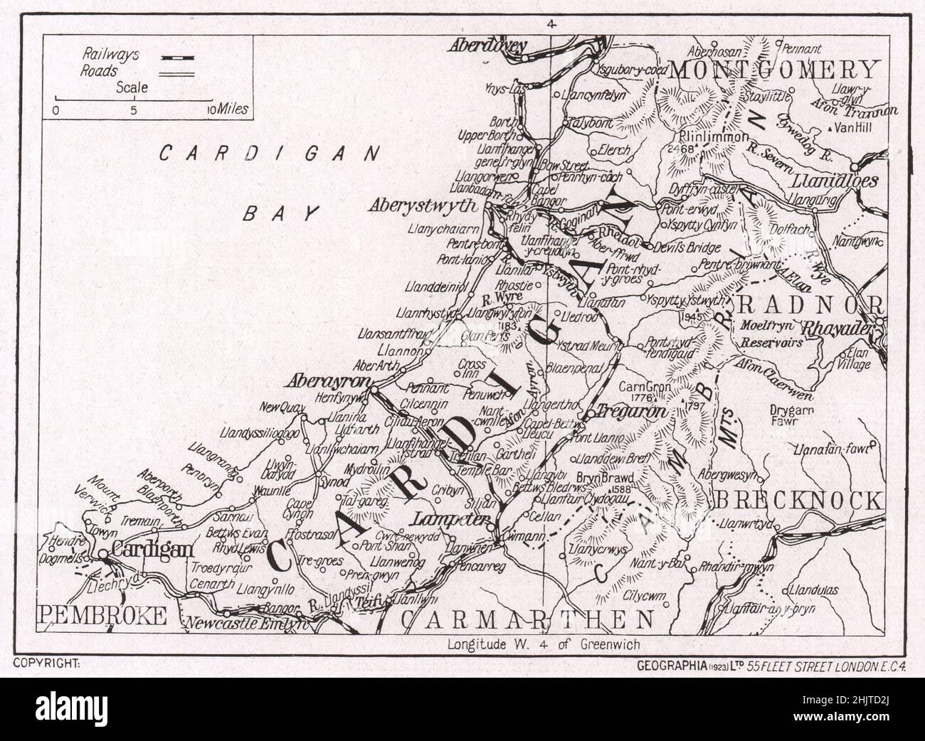 Map of Cardiganshire (1913 Stock Photo - Alamy