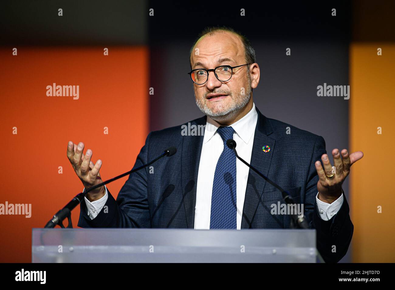 Remy Rioux general director of AFD during the 80th anniversary ceremony ...