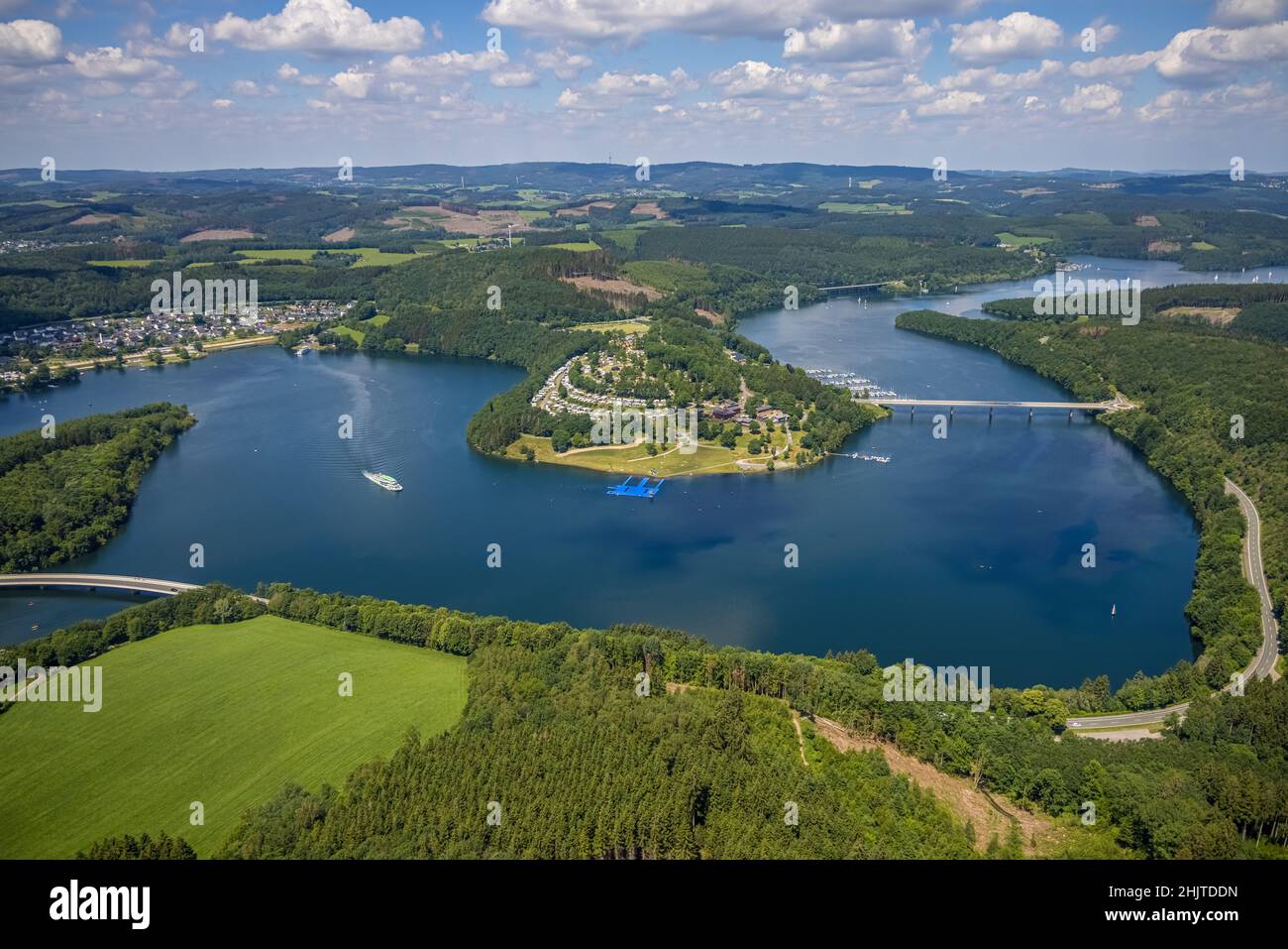 Aerial view, Biggesee, Camping Biggesee - Four Seasons, valley bridge ...