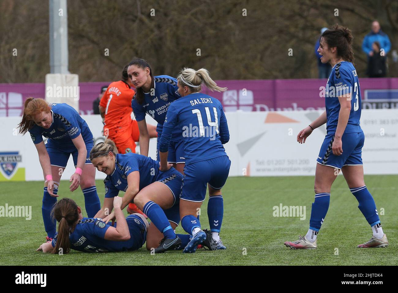 DURHAM CITY, UK. JAN 30TH Durham Women's Sarah Robson celebrates with ...