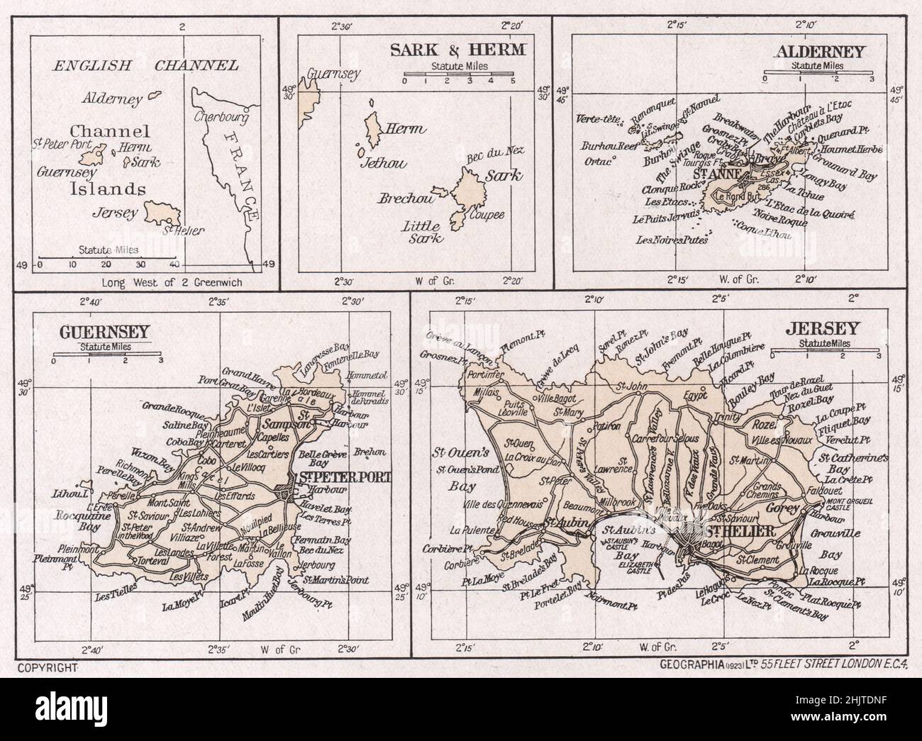 Map of The Channel Islands (1913 Stock Photo - Alamy