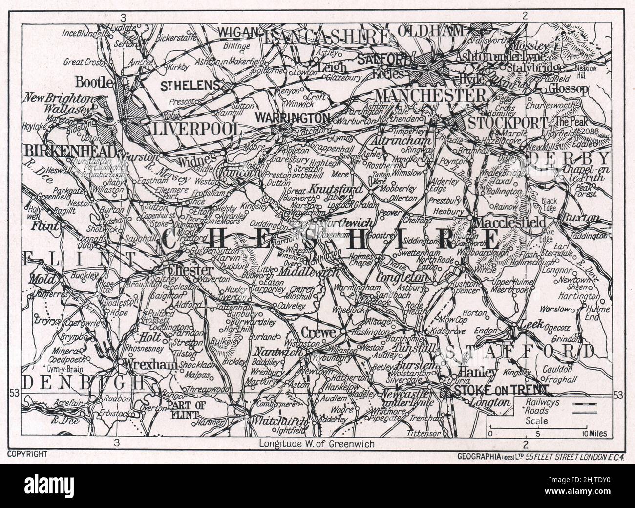 Map of Cheshire (1913 Stock Photo - Alamy