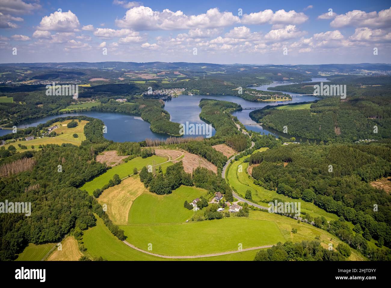 Aerial view, Biggesee, Rhode, Olpe, Sauerland, North Rhine-Westphalia ...