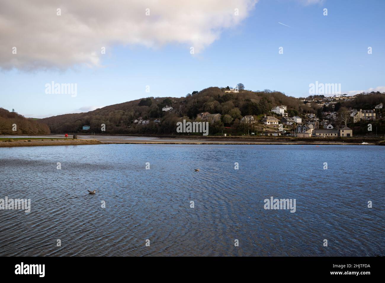 View over Millpool on a Sunny Winter's Day in Looe, Cornwall, UK Stock ...