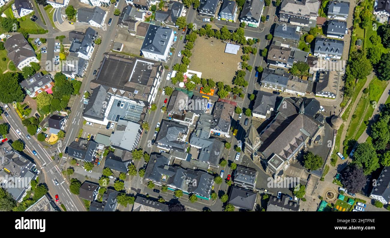 Aerial view, St. Martinus church, city wall with angel tower, market ...