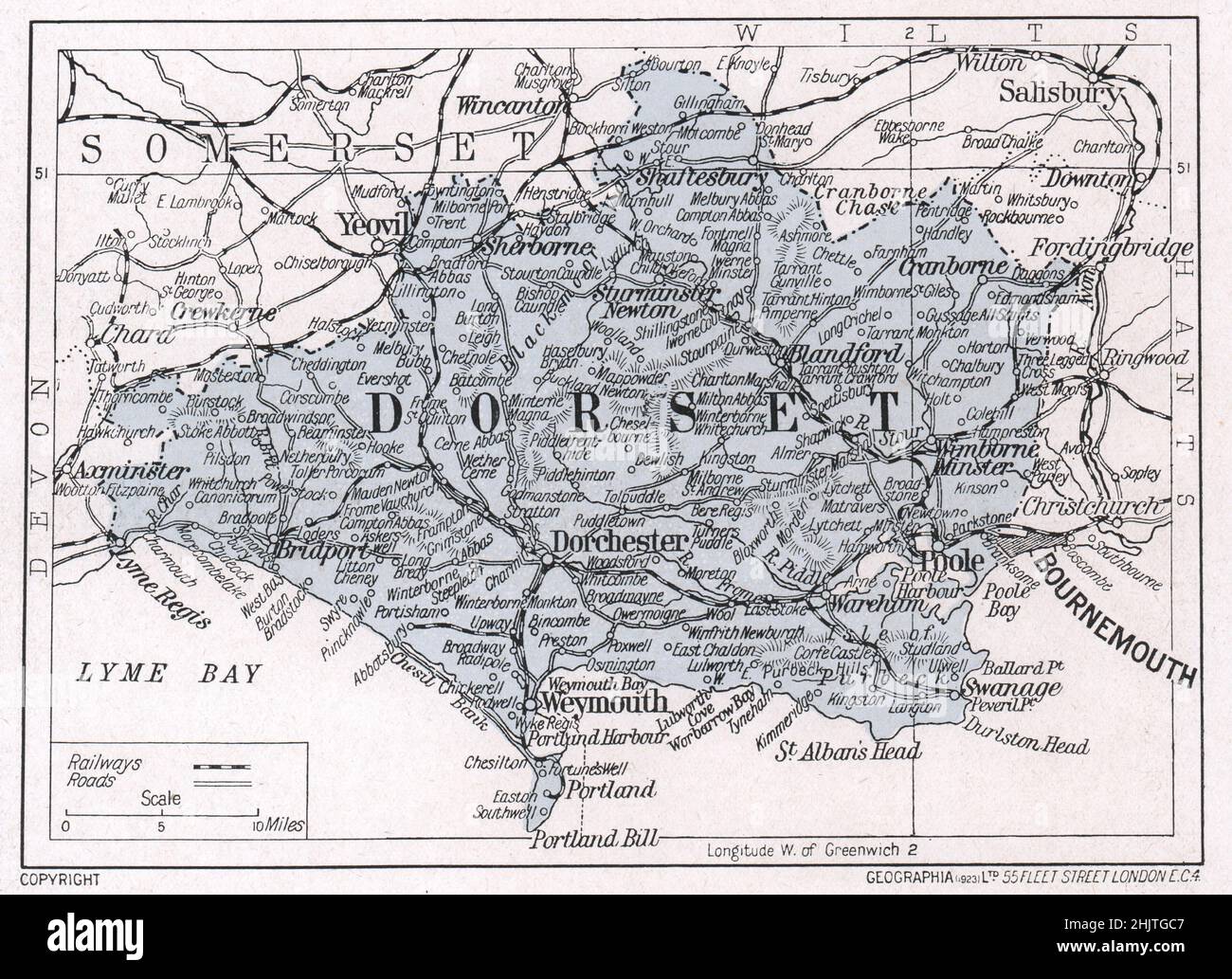 Map of Dorsetshire (1913 Stock Photo - Alamy