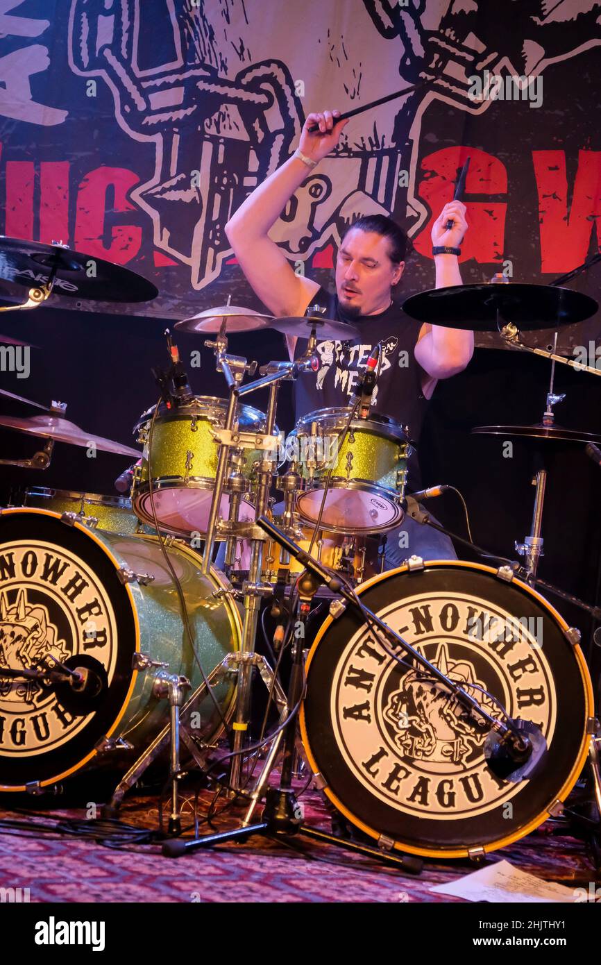 Southampton, UK. 29th Jan, 2022. Drummer Sam "Sammy Carnage" of English ...