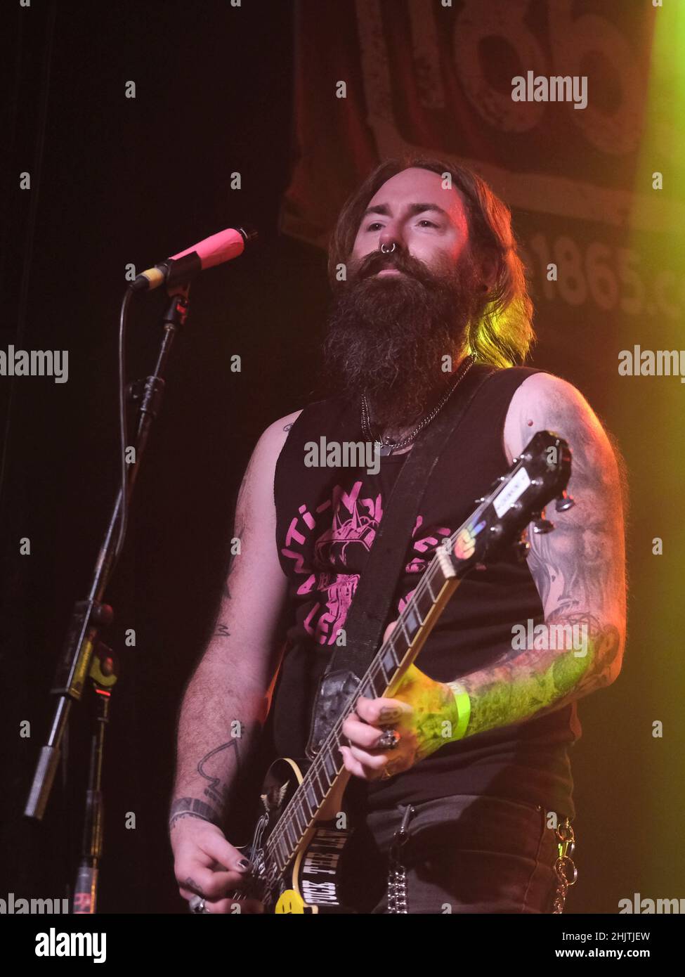 Guitarist and vocalist Tommy "H" Tom Hunt of English punk group Anti ...