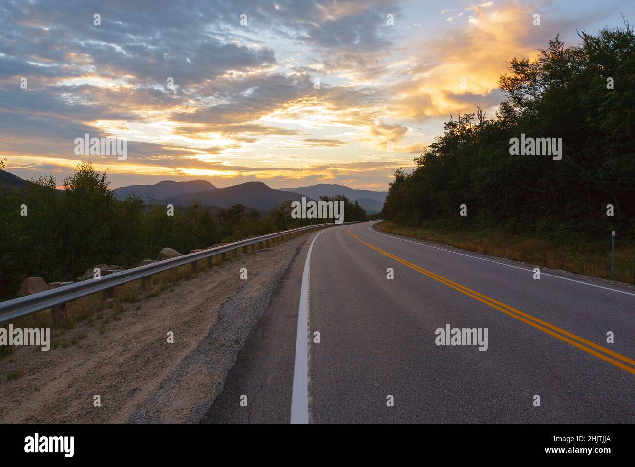 Sunrise along the Kancamagus Highway (Route 112), in the White ...