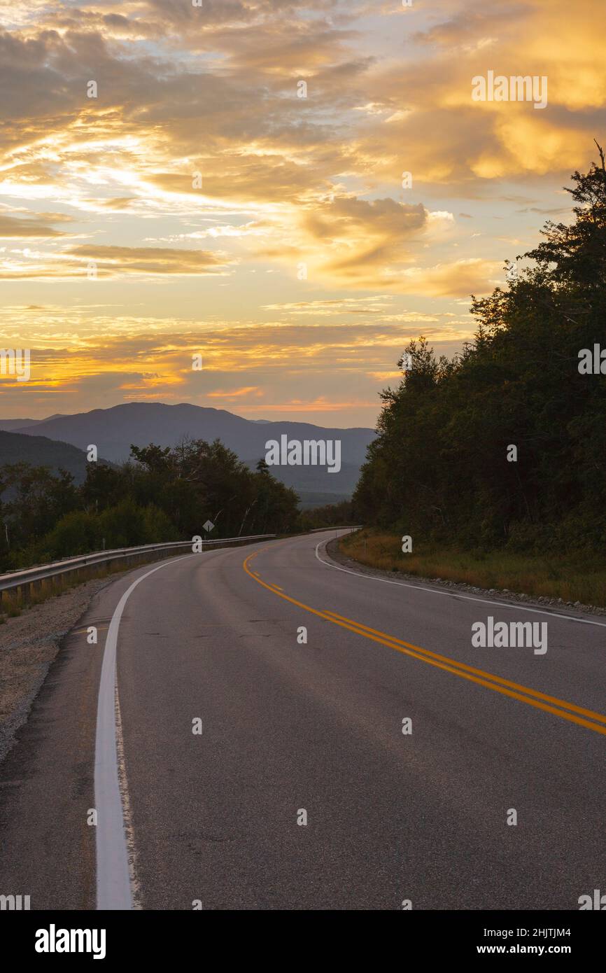 Sunrise along the Kancamagus Highway (Route 112), in the White ...