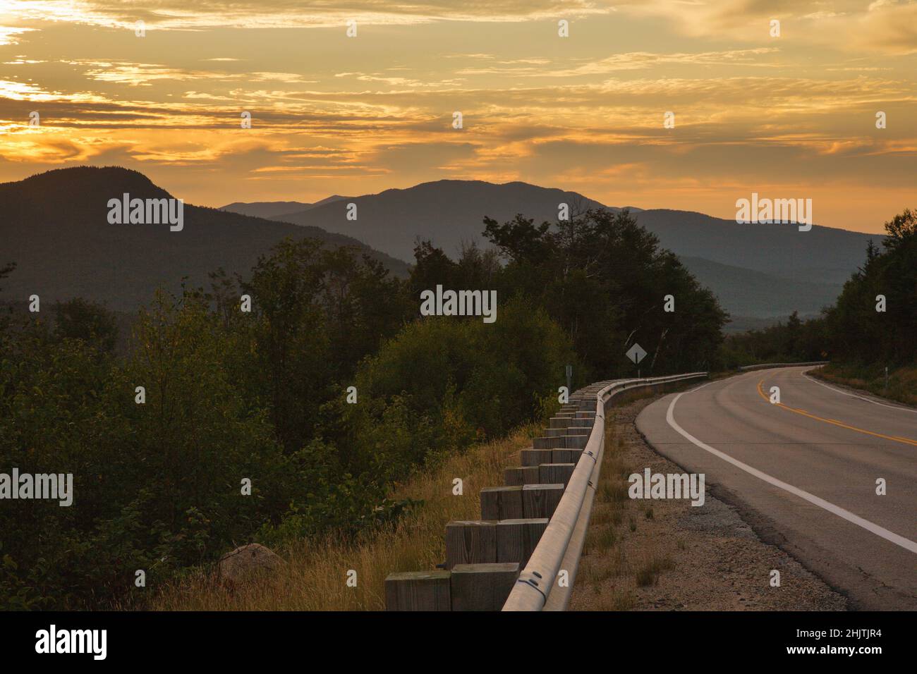 Sunrise along the Kancamagus Highway (Route 112), in the White ...