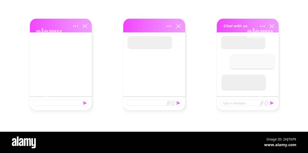 Chat bot pop up screen templates. Life chat windows empty and with ...