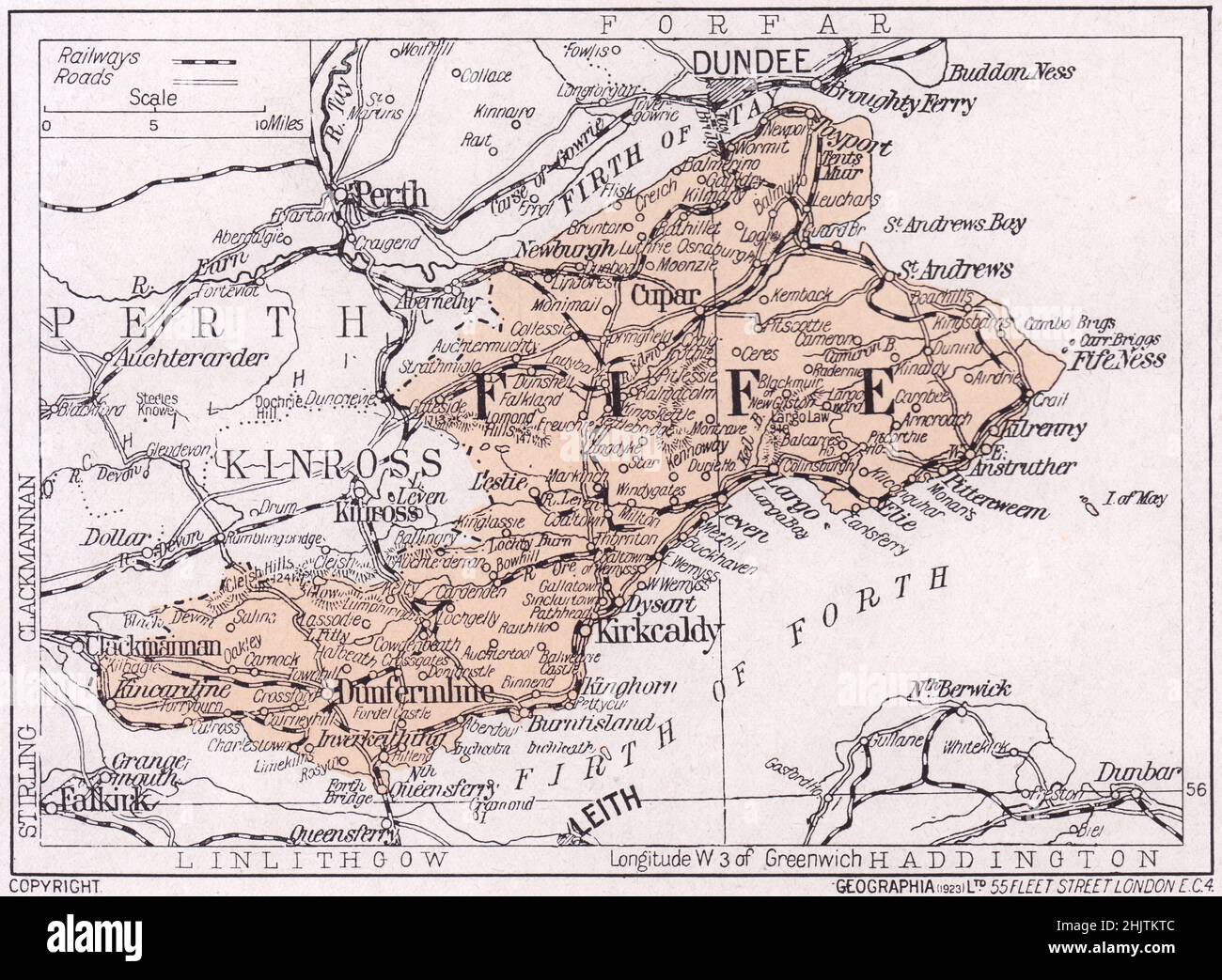 Map of Fifeshire (1913 Stock Photo - Alamy