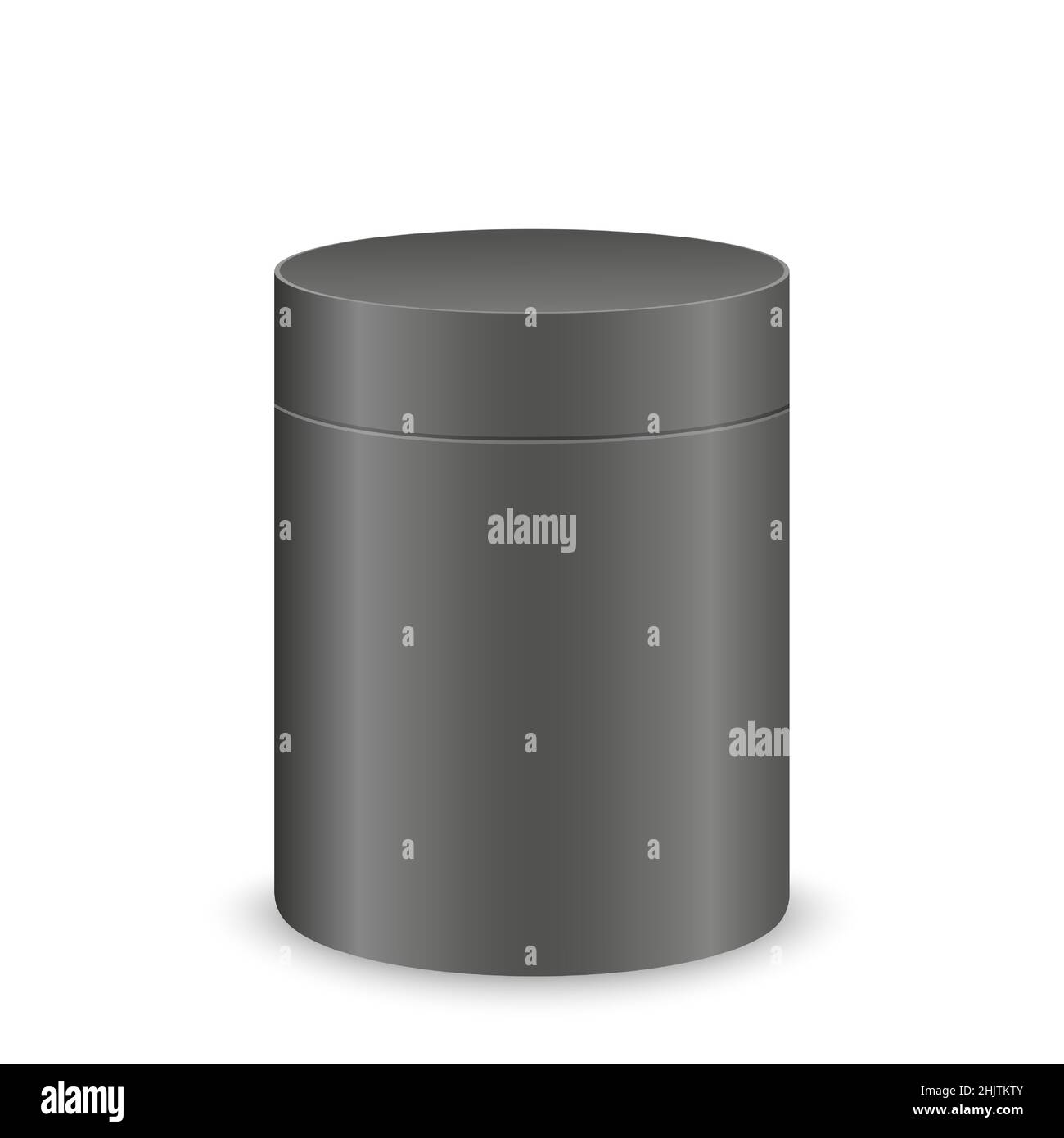Black cylinder box. Plastic, tin or cardboard package mockup for ...