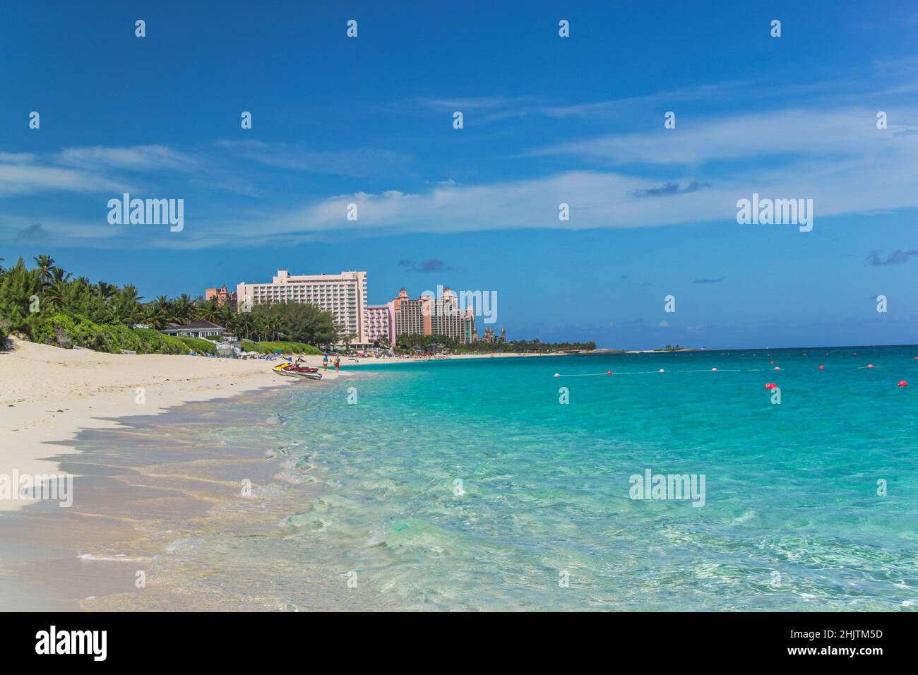 Stunning view of white sandy beach with turquoise water of Atlantic ...