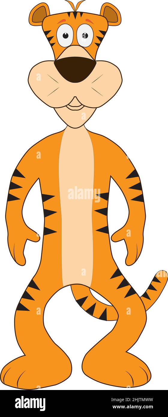 Cartoon illustration of a cute tiger Stock Photo - Alamy