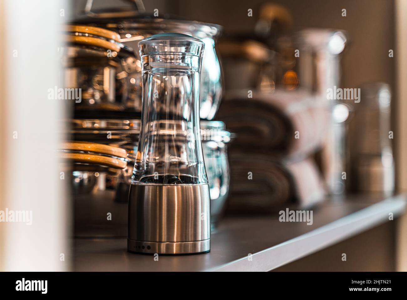 Pepper and salt grinder shaker glass mill luxury stainless steel modern ...