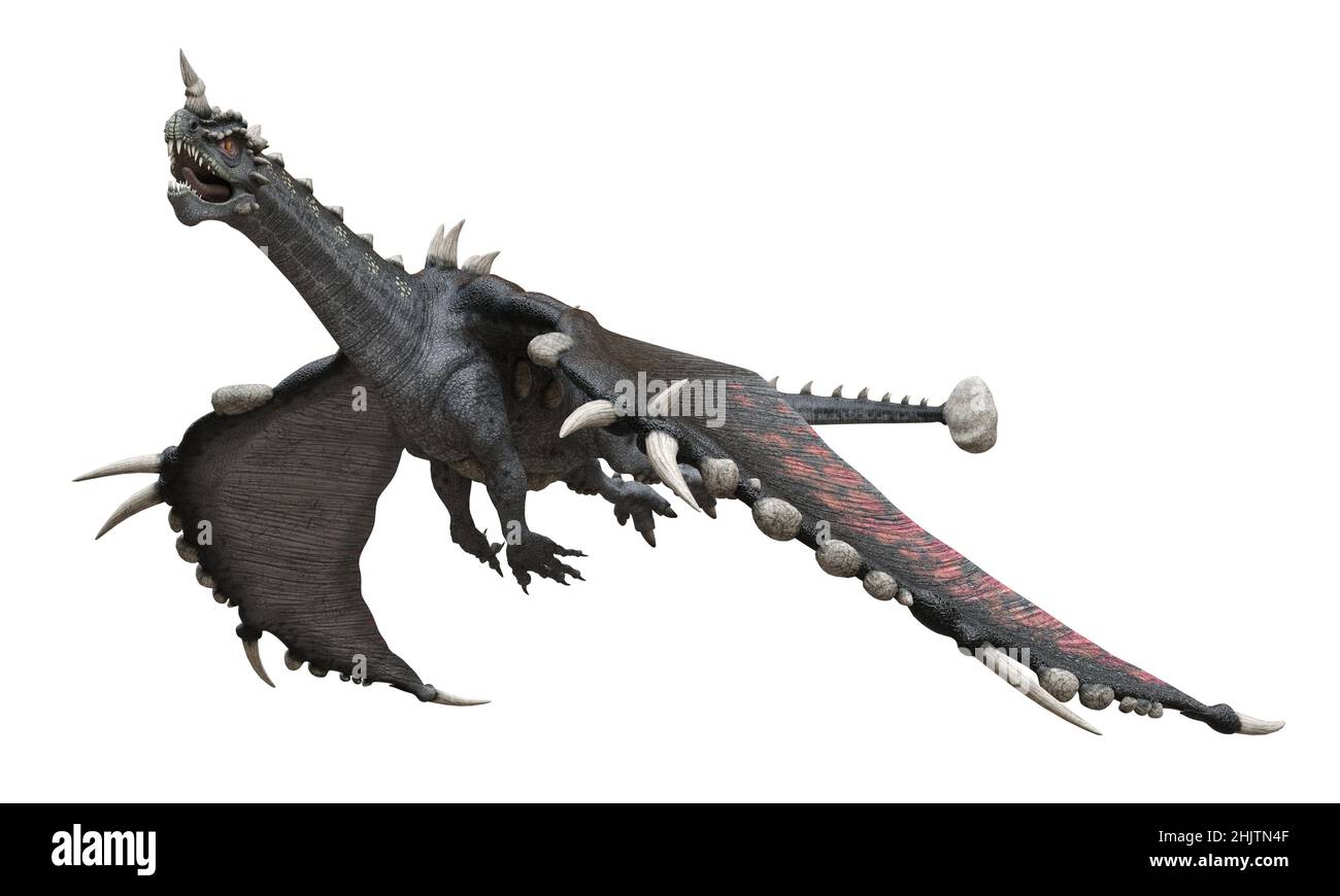 3D illustration fantasy flying dragon isolated on white Stock Photo - Alamy