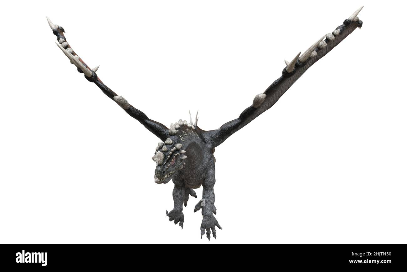 3D illustration fantasy flying dragon isolated on white Stock Photo - Alamy