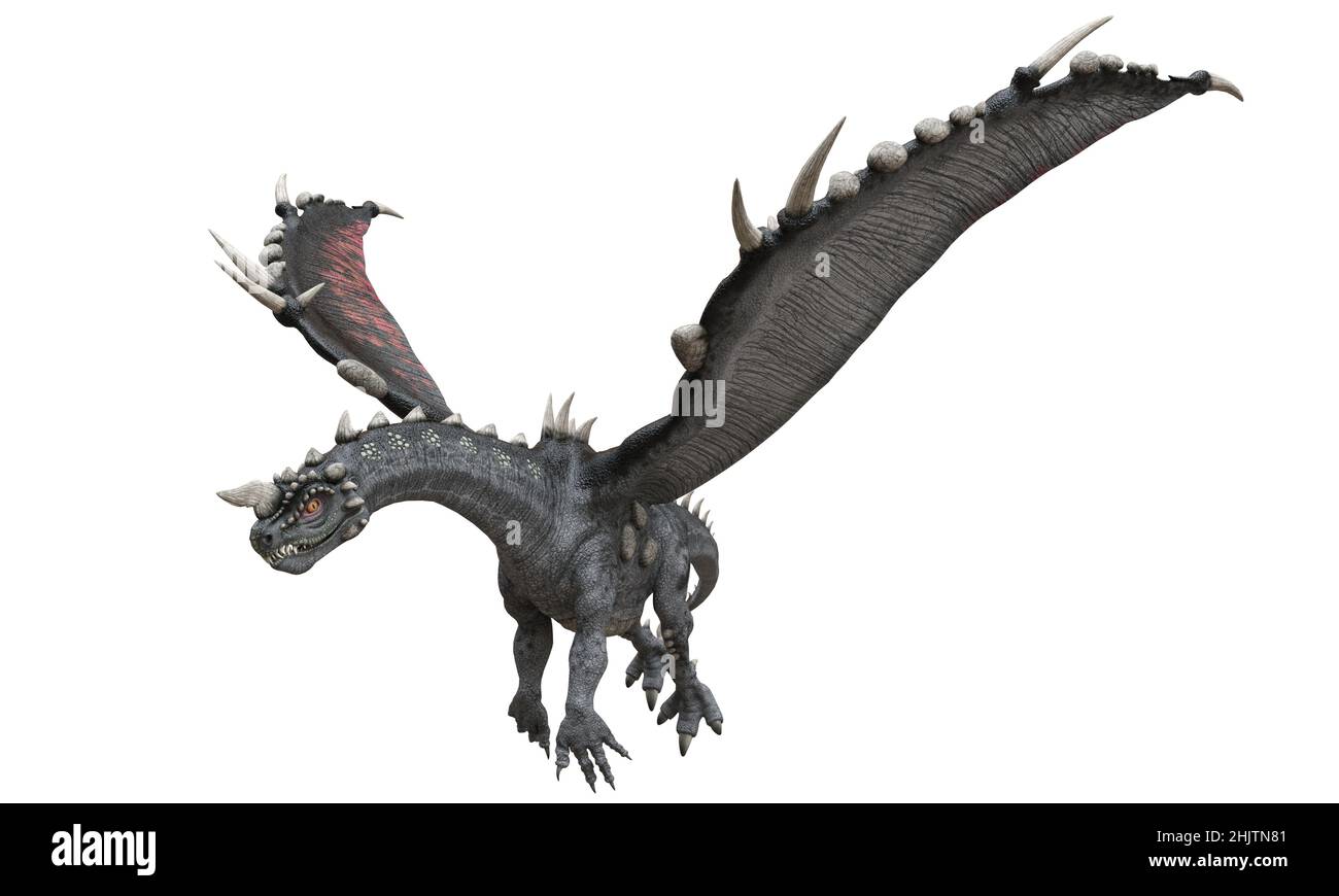 3D illustration fantasy flying dragon isolated on white Stock Photo - Alamy