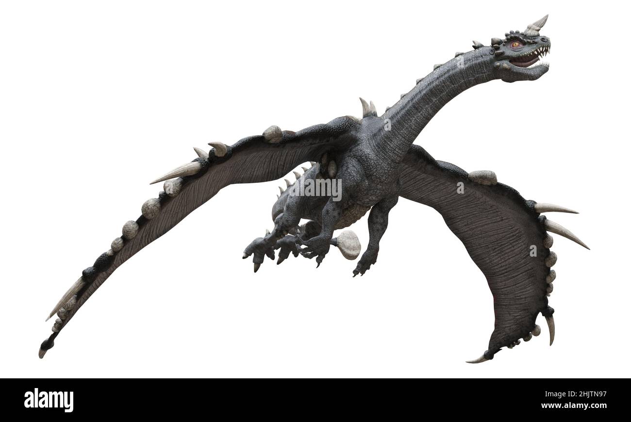 3D illustration fantasy flying dragon isolated on white Stock Photo - Alamy