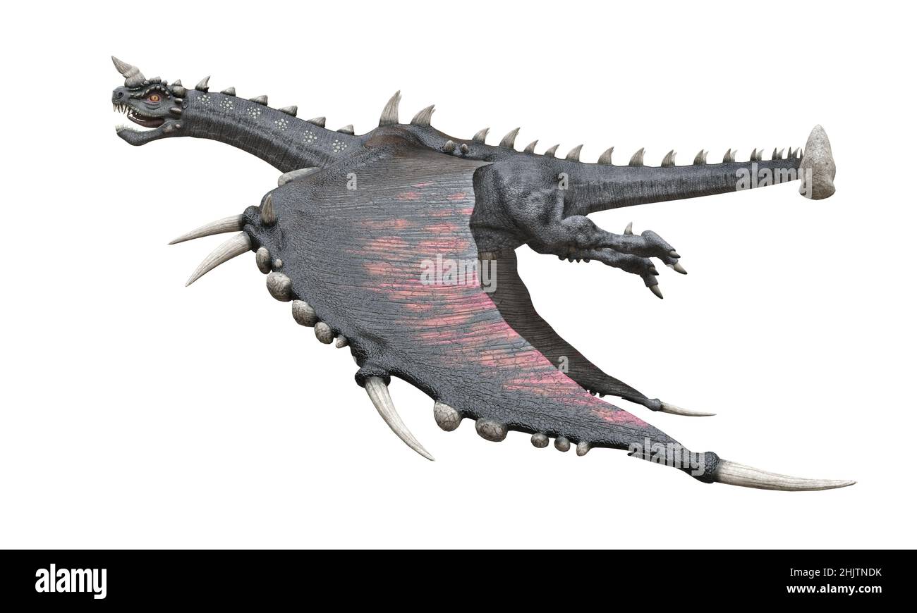 3D illustration fantasy flying dragon isolated on white Stock Photo - Alamy