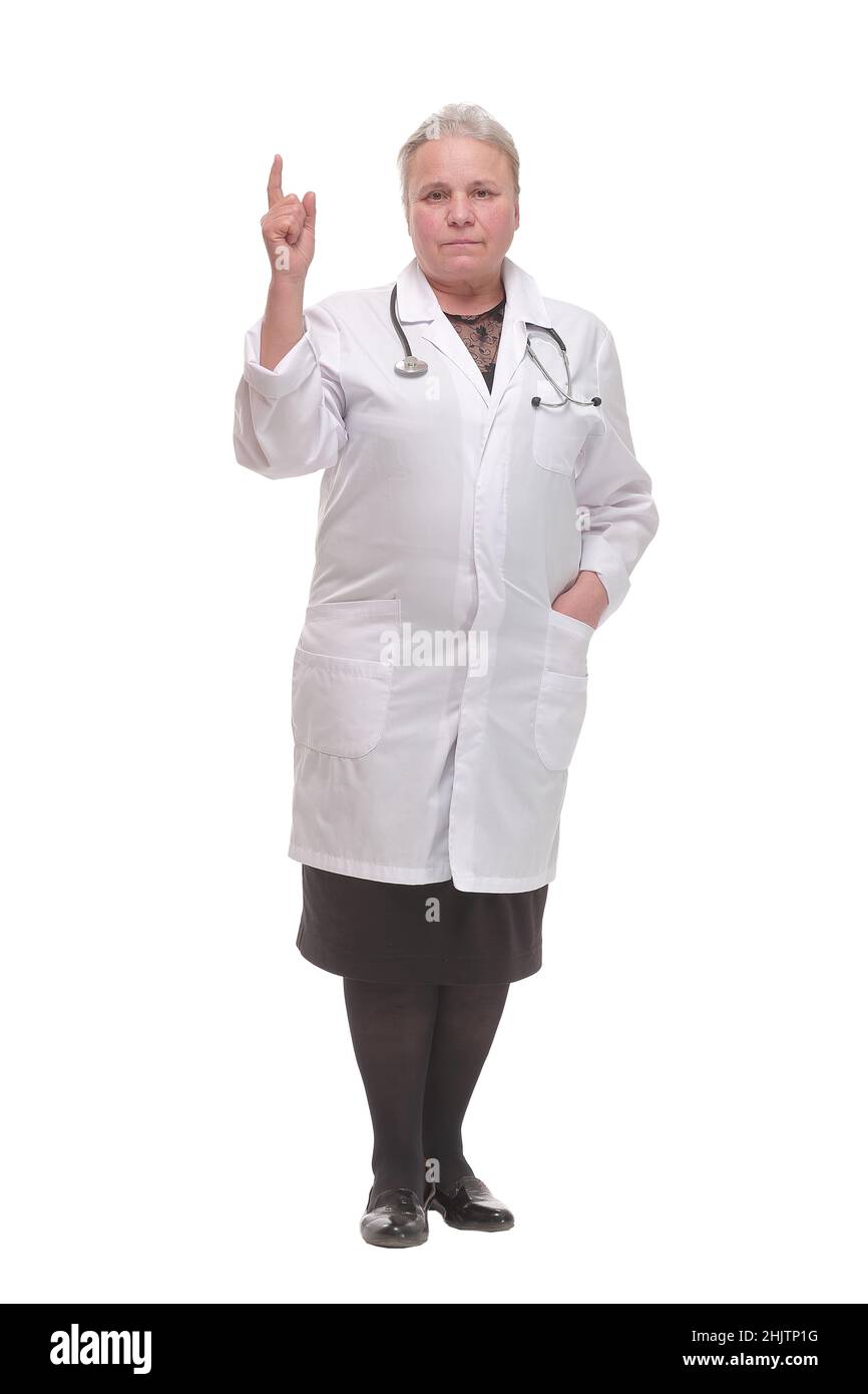 Positive senior woman counting Cut Out Stock Images & Pictures - Alamy