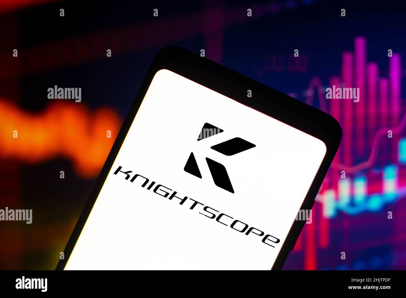 In this photo illustration the Knightscope logo seen displayed on a ...