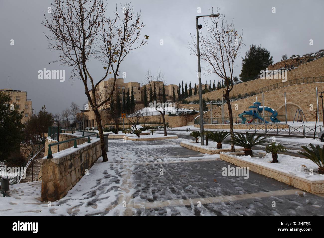 Snow in Jerusalem and the surrounding mountains Stock Photo - Alamy