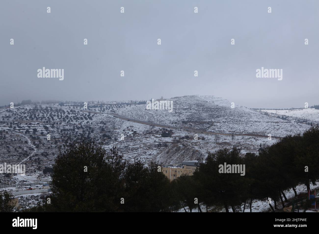 Snow in Jerusalem and the surrounding mountains Stock Photo - Alamy
