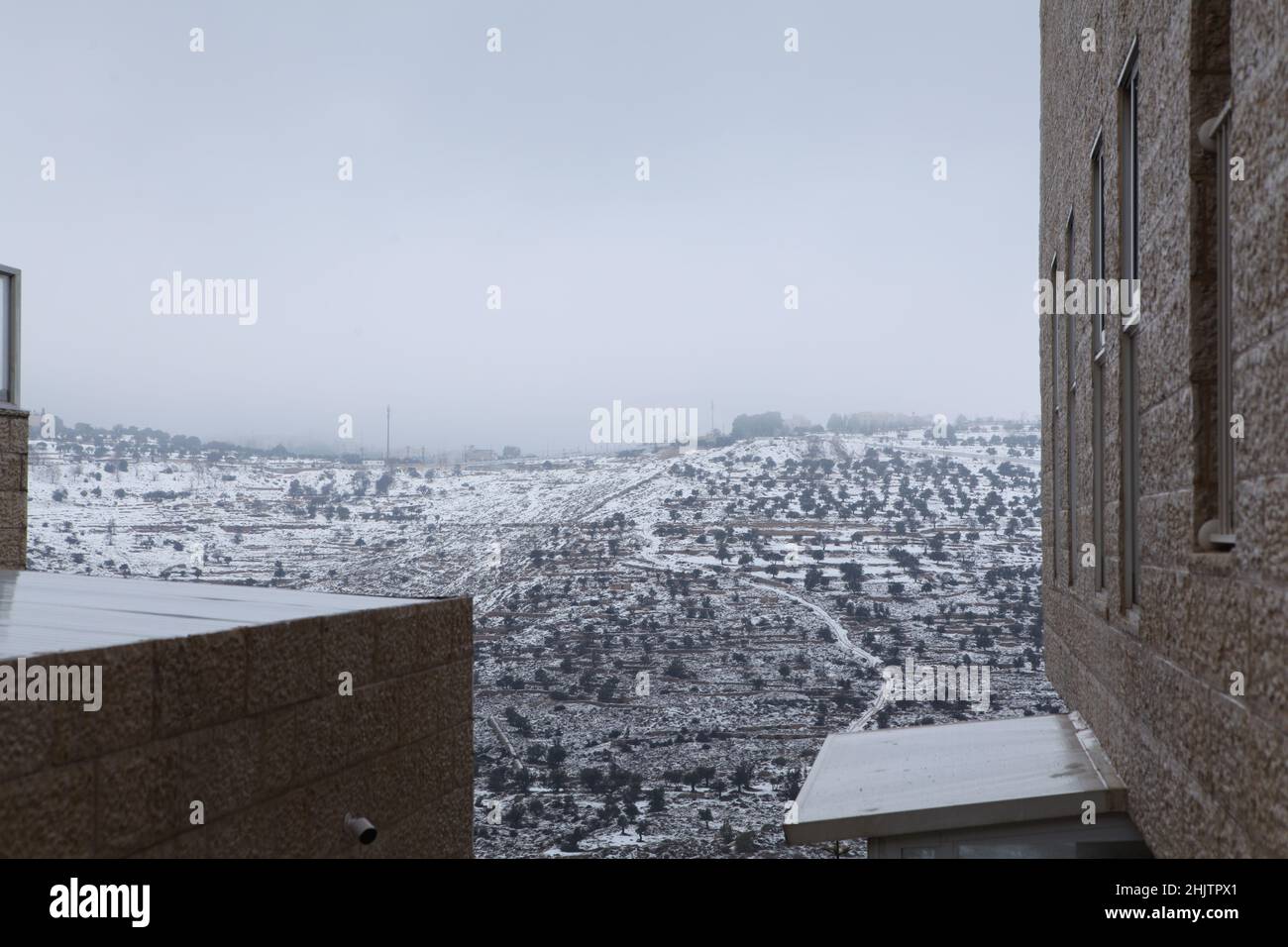 Snow in Jerusalem and the surrounding mountains Stock Photo - Alamy