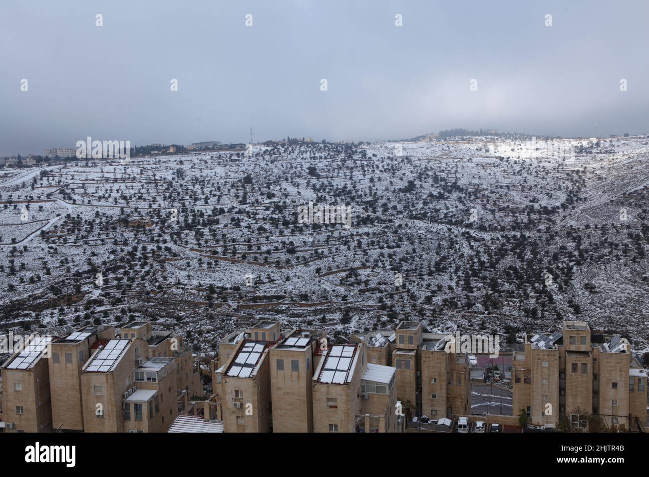 Snow in Jerusalem and the surrounding mountains Stock Photo - Alamy