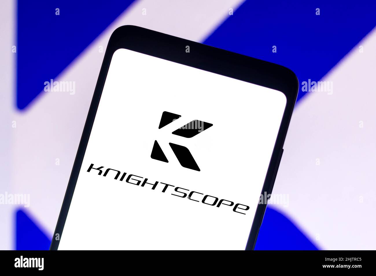 In this photo illustration the Knightscope logo seen displayed on a ...