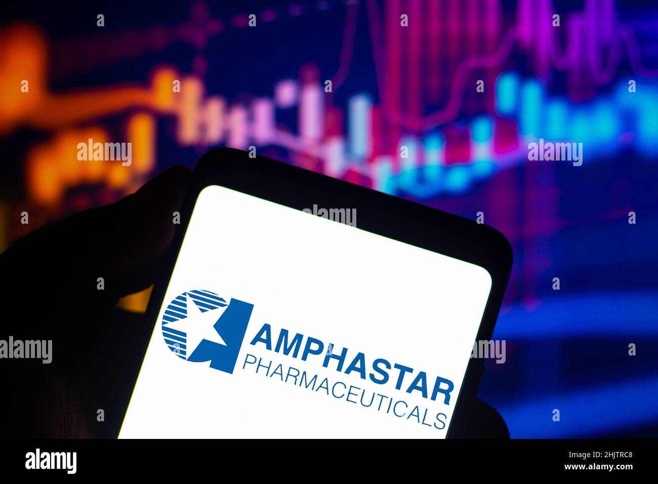 In this photo illustration the Amphastar Pharmaceuticals logo seen ...