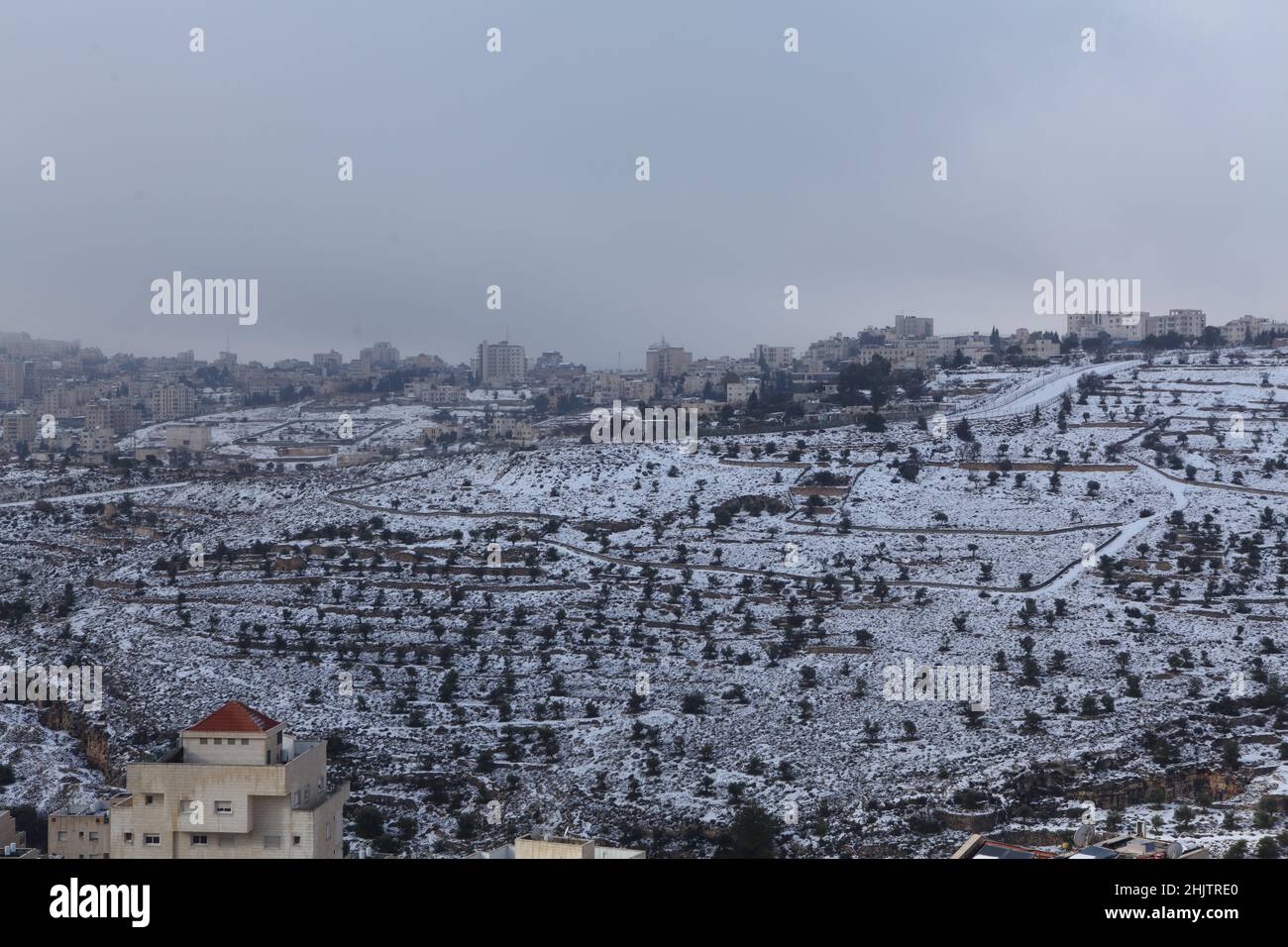 Snow in Jerusalem and the surrounding mountains Stock Photo - Alamy