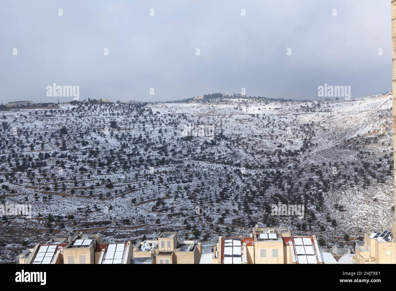 Snow in Jerusalem and the surrounding mountains Stock Photo - Alamy
